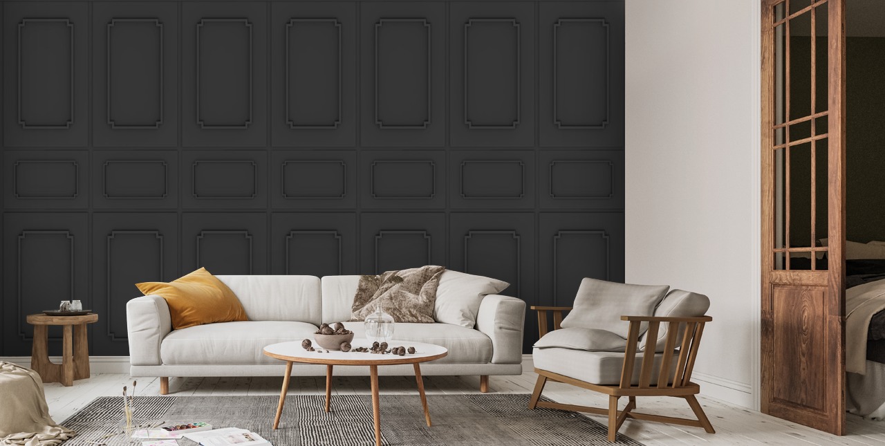 Off Black Small Panels Wallpaper | Wallsauce US