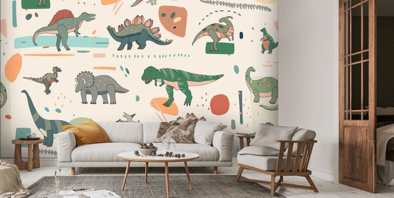 Dinosaurus Zoo Behang Muurschildering | Wallsauce NL