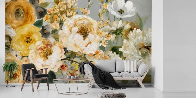 Geel behang Gele muurschilderingen | Wallsauce NL