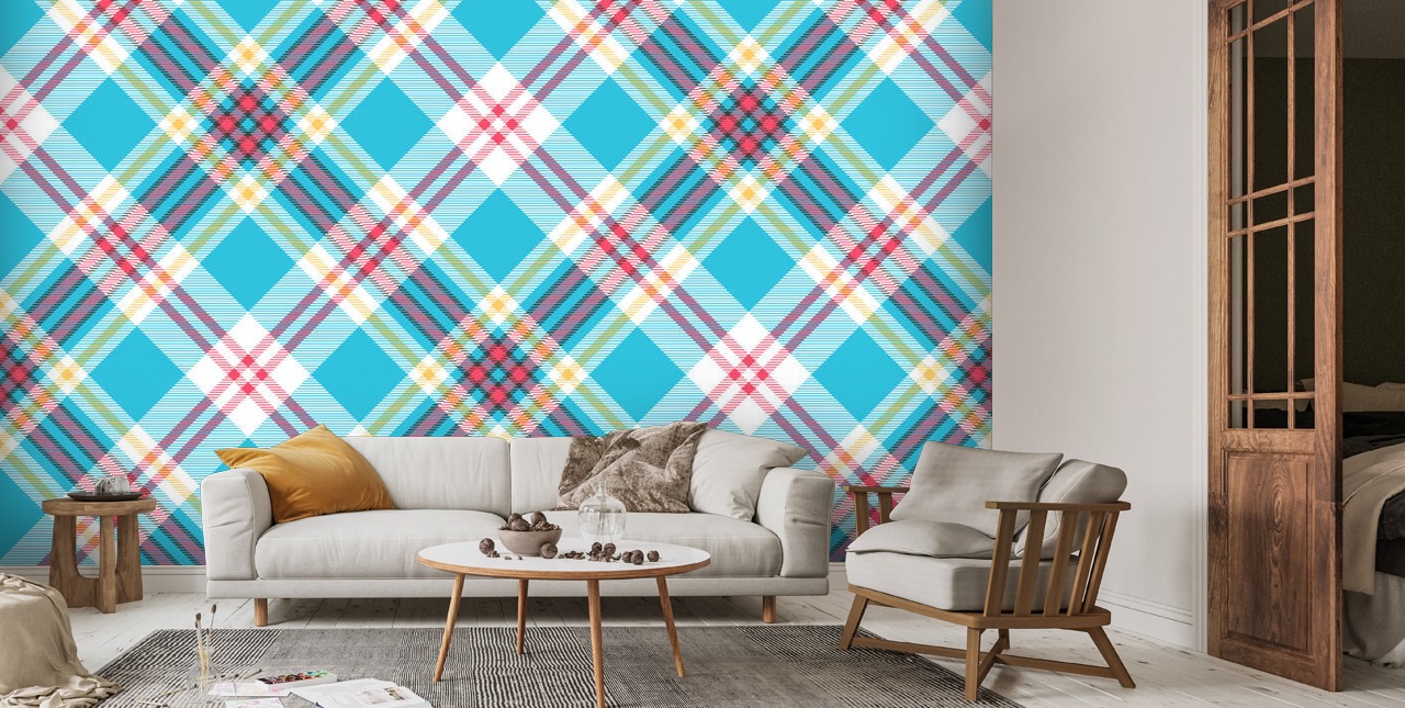 Turquoise Plaid Wallpaper Modern Wallpapers Umar 535658 | Сhecked