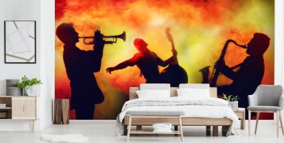 Jazz Band Wallpaper Mural Poster Stylish Jazz Band Playing Music On