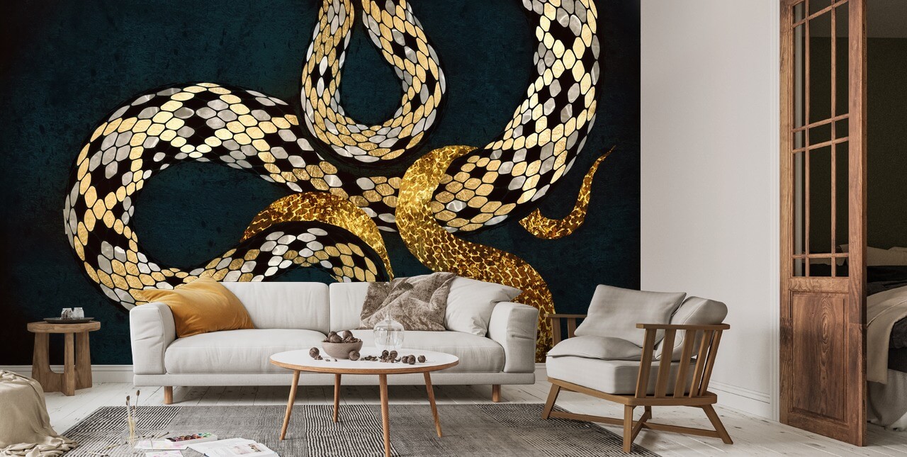 Balancing Snakes Wallpaper Mural | Wallsauce UK