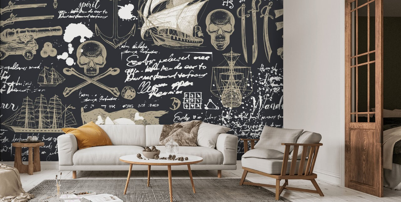 Pirate Script Wall Mural | Wallsauce US
