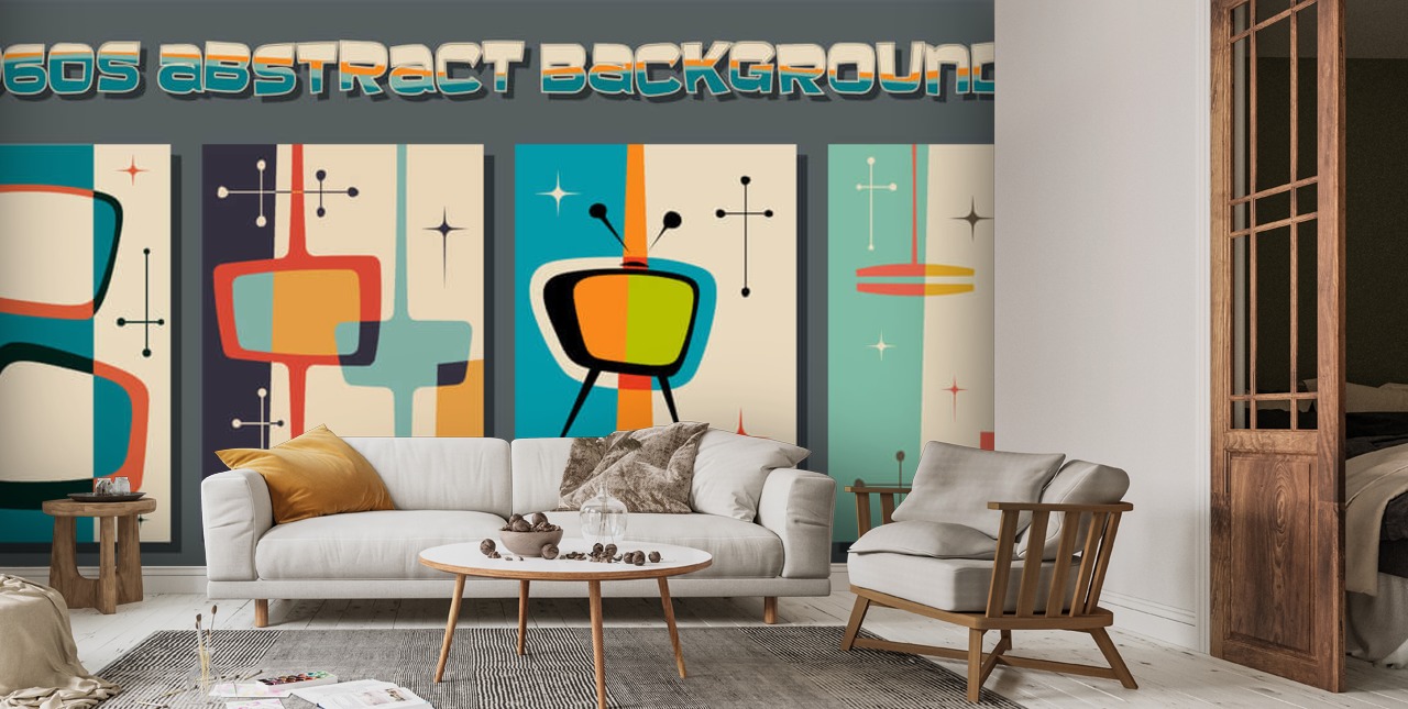1960s Abstract Backgrounds Mid Century Modern Shapes and Retro Colors ...
