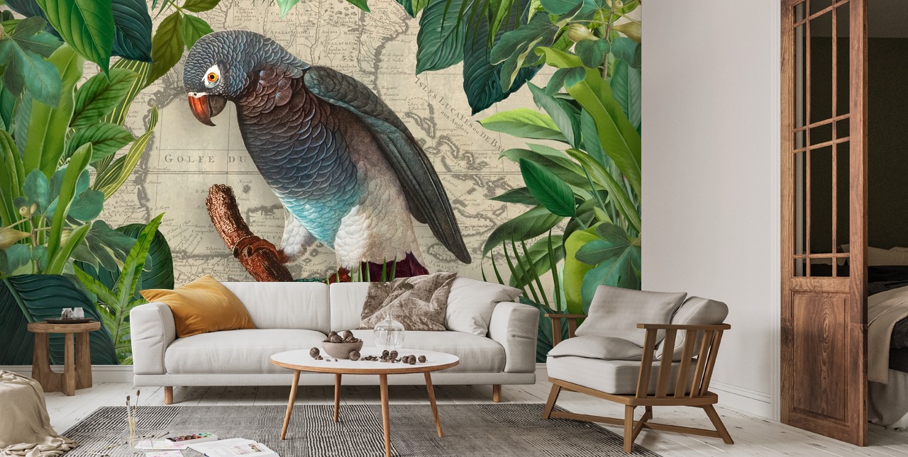 Parrots Paradise Garden Wall Mural | Wallsauce UK