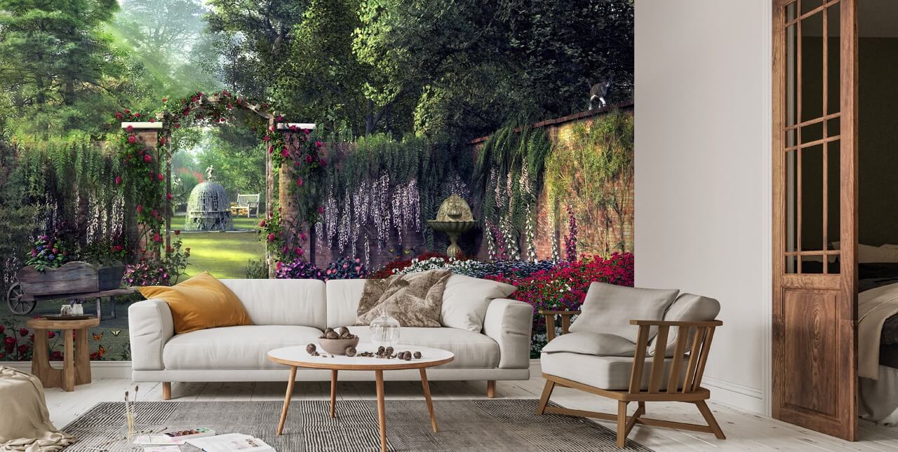Floral Garden Wall Mural | Wallsauce UK