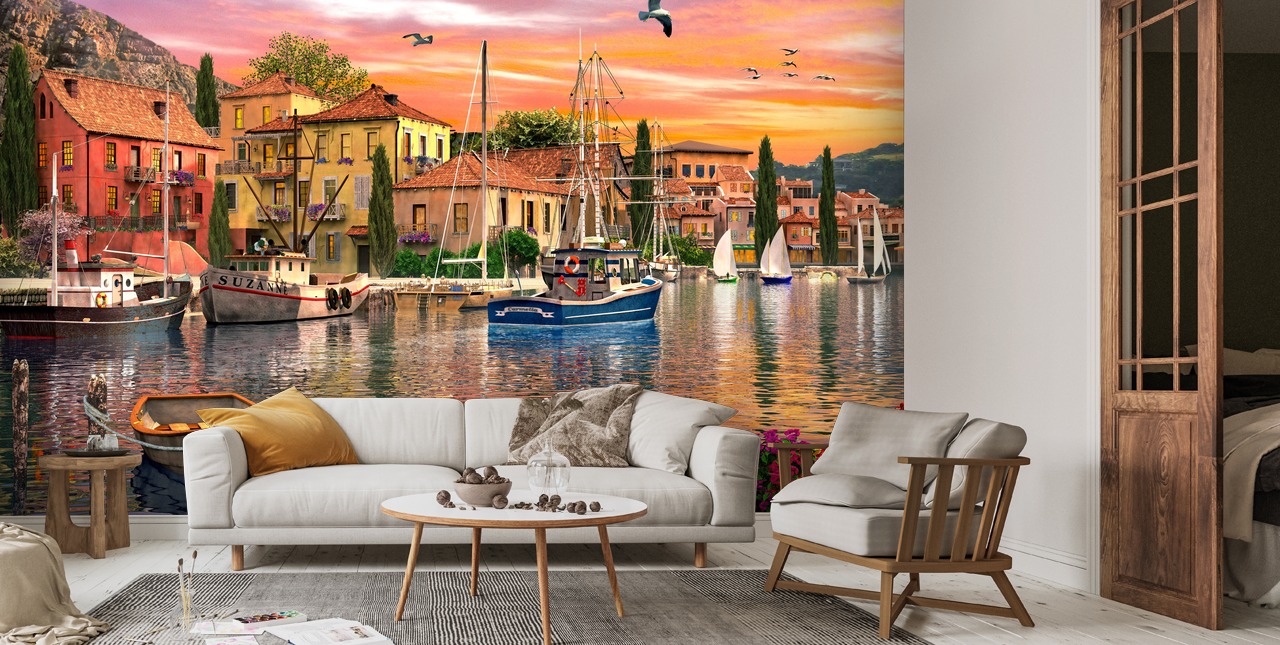 Harbour Sunset Mural | Wallsauce US