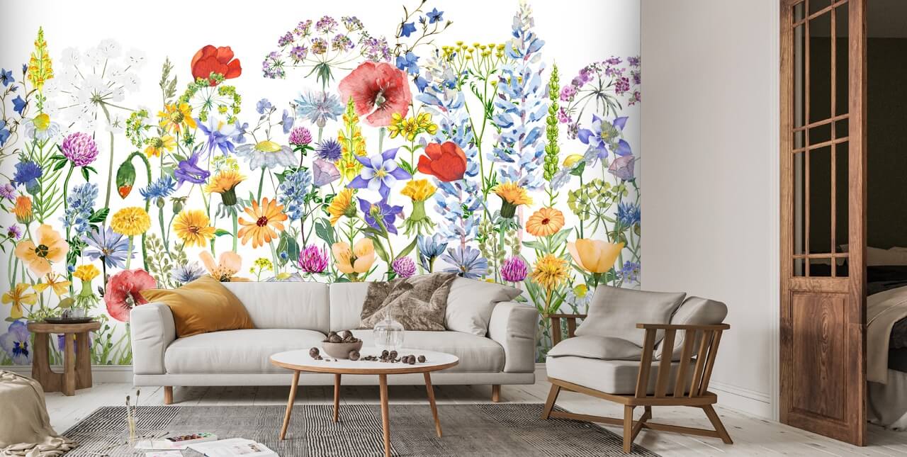 Colourful Wild Flowers Wallpaper | Wallsauce US