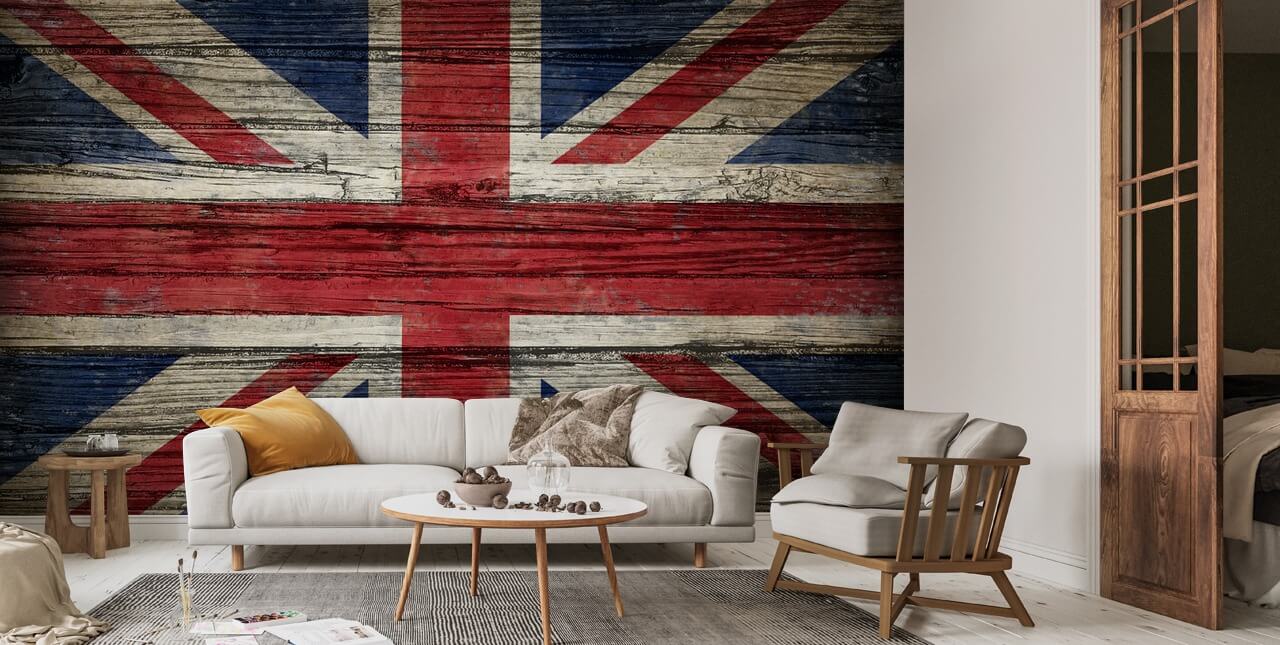 Great Britain Old Wood Flag Wall Mural | Wallsauce US