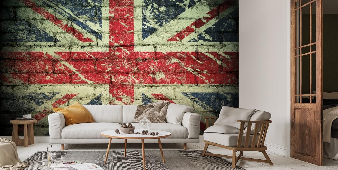 Union Jack Brick Wall Wallpaper | Wallsauce US