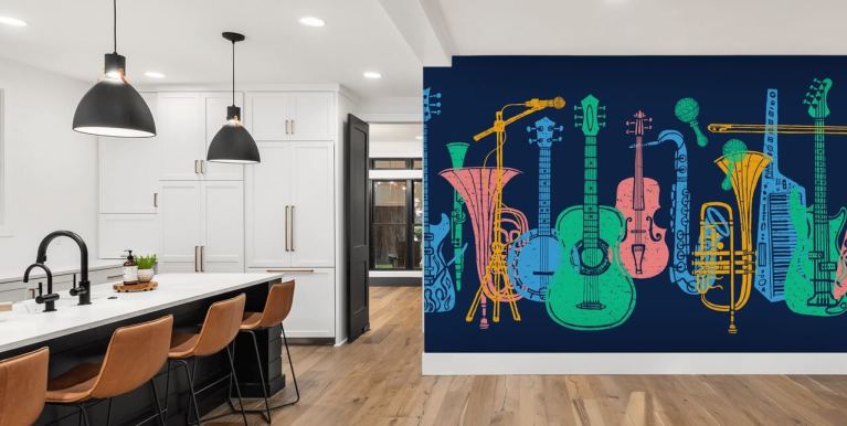 Papel pintado y murales de instrumentos musicales | Wallsauce ES