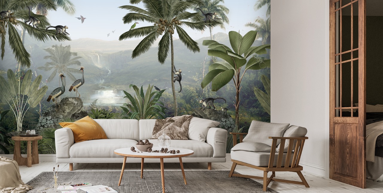 Monkey Sanctuary Wall Mural | Wallsauce UK