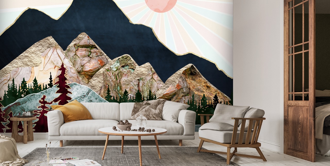 Retro Autumn Vista Wallpaper Mural | Wallsauce UK