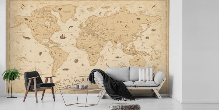 Vintage Map Wallpaper & Antique Map Wall Murals | Wallsauce US