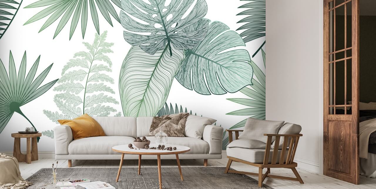 Green Tropical Foliage Wallpaper | Wallsauce UK