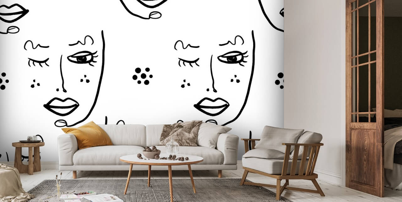 Modern Line Art Wal Mural | Wallsauce US