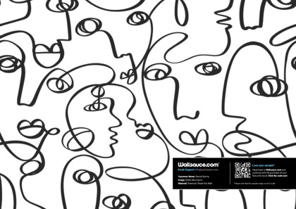 One Line Faces Wallpaper | Wallsauce UK