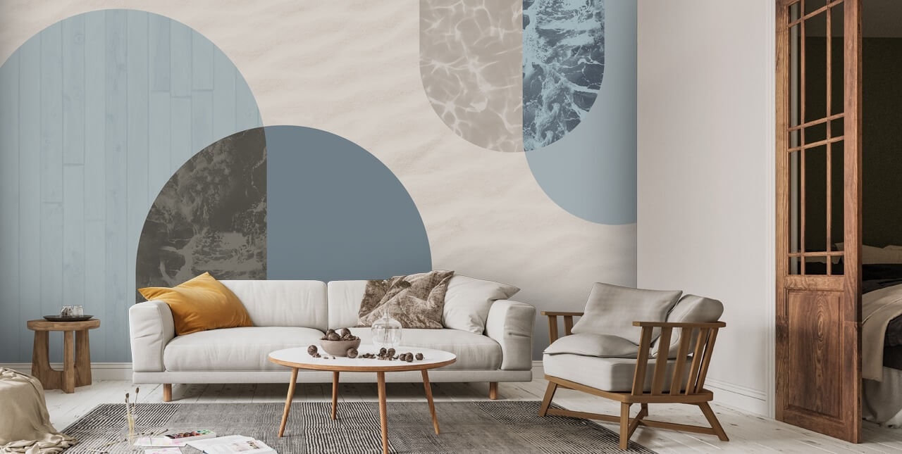 Blue Abstract Pillars Wallpaper | Wallsauce UK