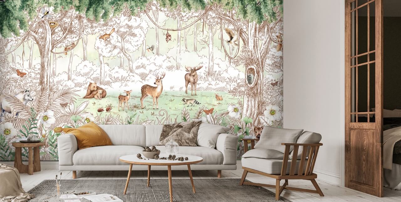 Forest Friends in Spring Wallpaper | Wallsauce UK