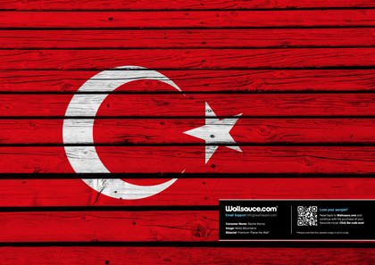 Turkish Flag on Wooden Boards Wallpaper | Wallsauce EU