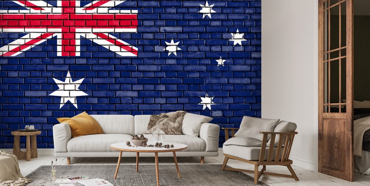 Australia Brick Flag Wall Mural | Wallsauce US