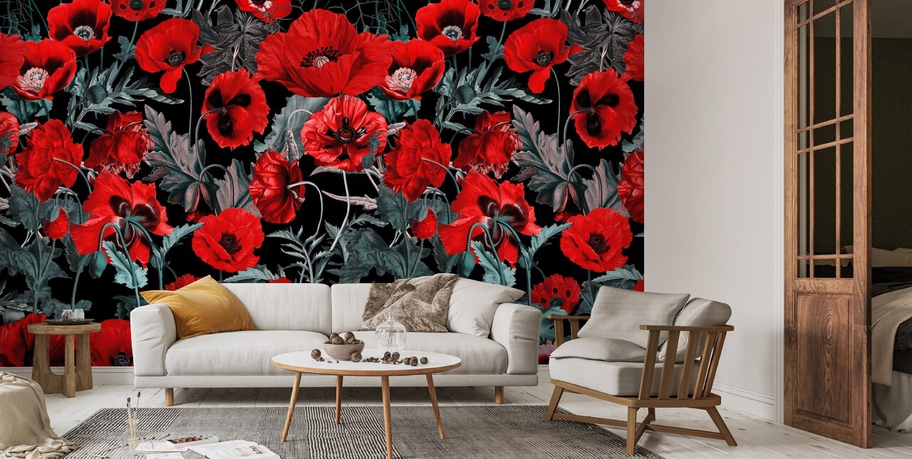 Poppy Garden Wallpaper | Wallsauce UK