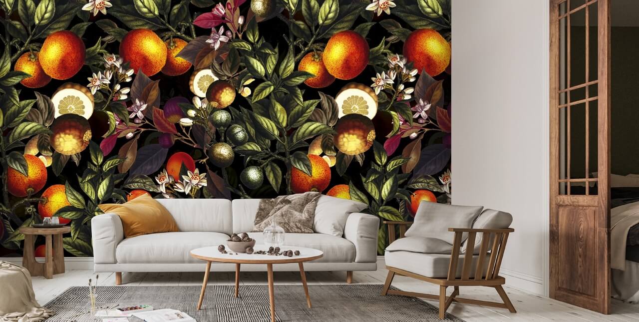 Vintage fruit muurschildering | Wallsauce NL