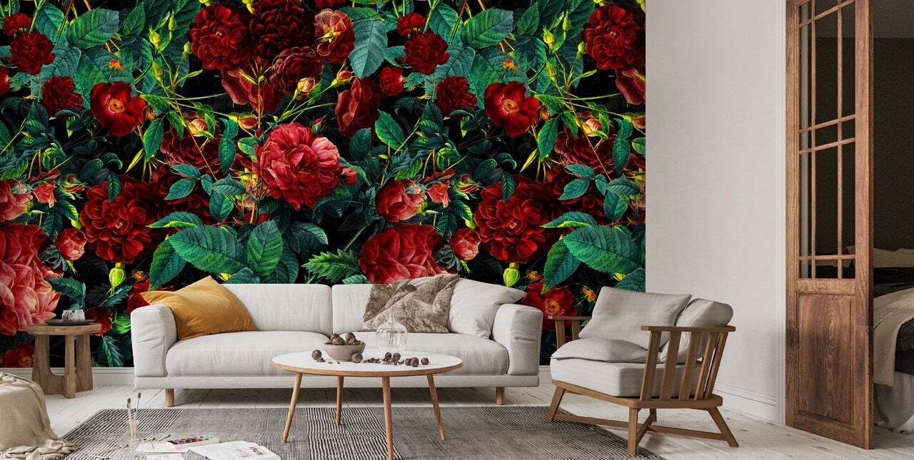 Dark Rose Garden Wallpaper | Wallsauce US