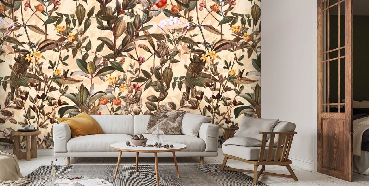 Neutral Floral Garden Wallpaper | Wallsauce US