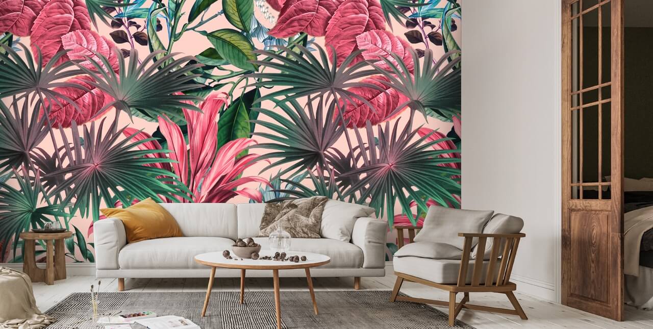 Pink Jungle Passion Wallpaper | Wallsauce UK
