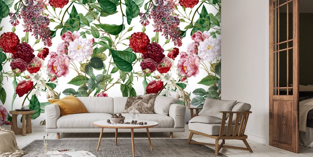 Red Rose Garden Wallpaper Mural | Wallsauce AU