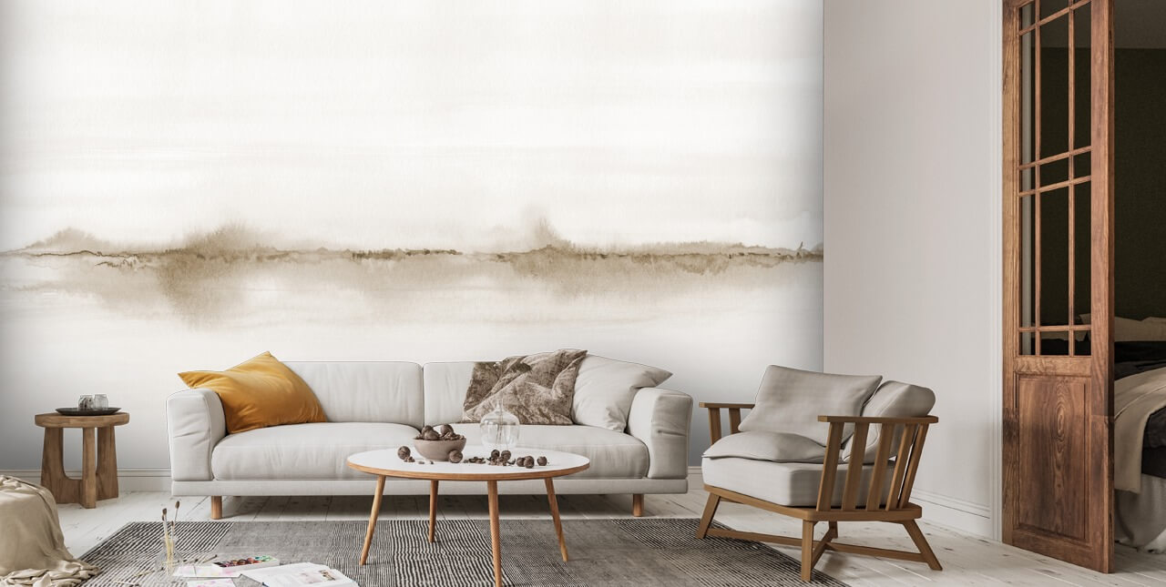 Neutral Abstract Landscape Wall Mural | Wallsauce UK