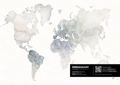 Grey Wanderlust Map Wall Mural | Wallsauce UK