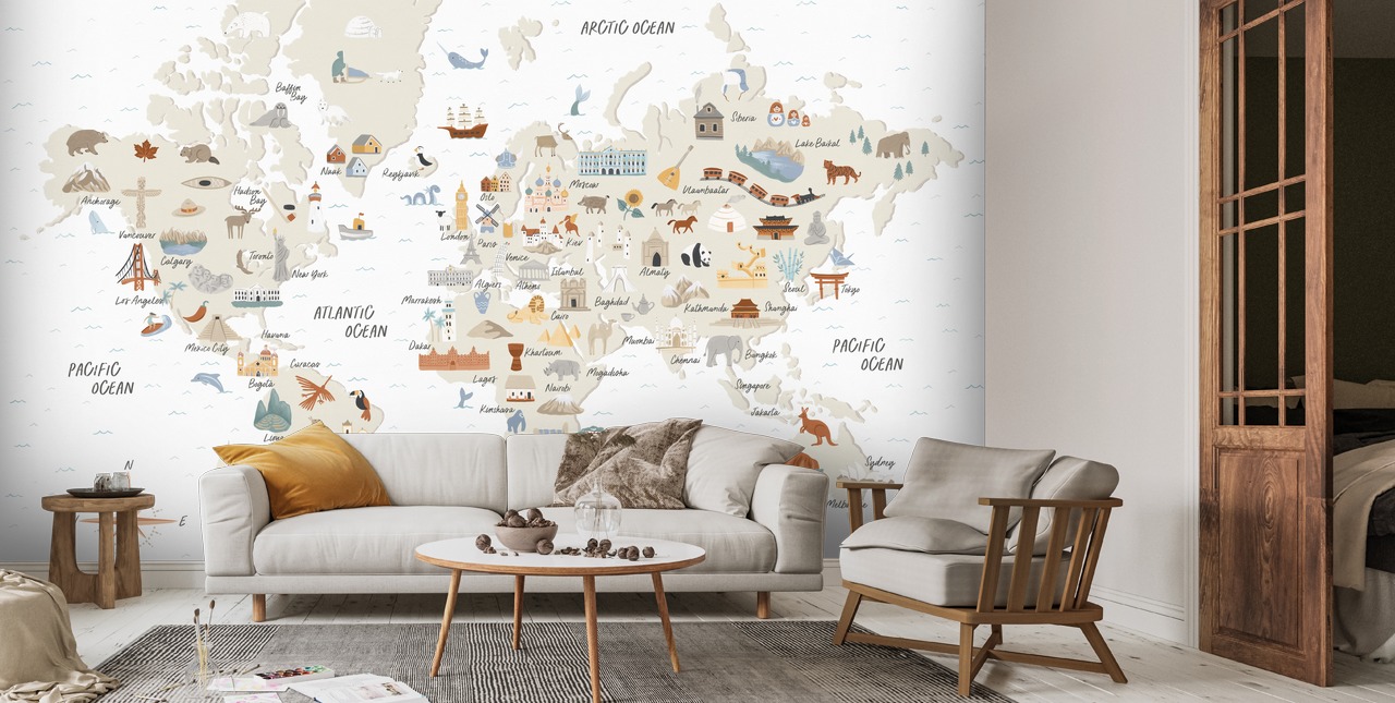 Around the World Wallpaper Mural | Wallsauce UK