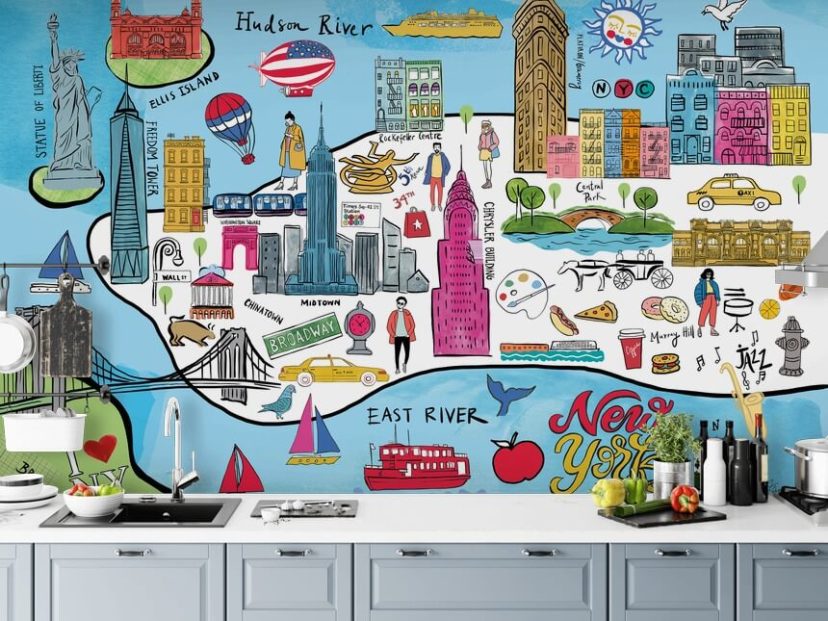 City Map Wallpaper & Wall Murals | Wallsauce US
