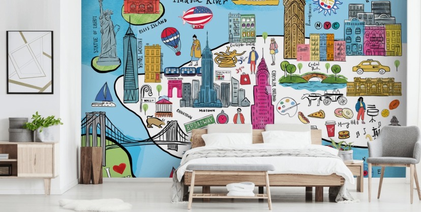 City Map Wallpaper & Wall Murals | Wallsauce US