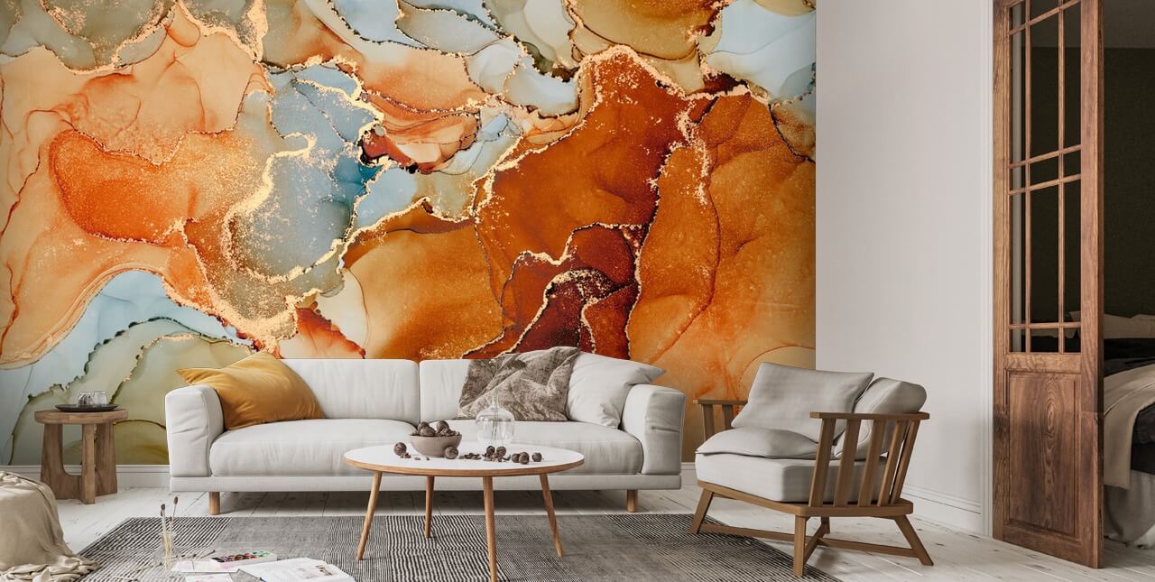 Orange Watercolor Wall Mural | Wallsauce US