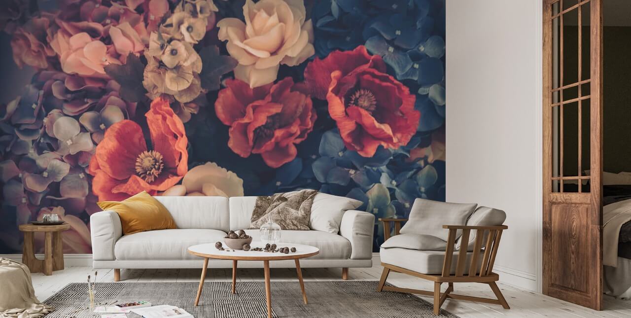 Sepia Bouquet Wall Mural | Wallsauce US
