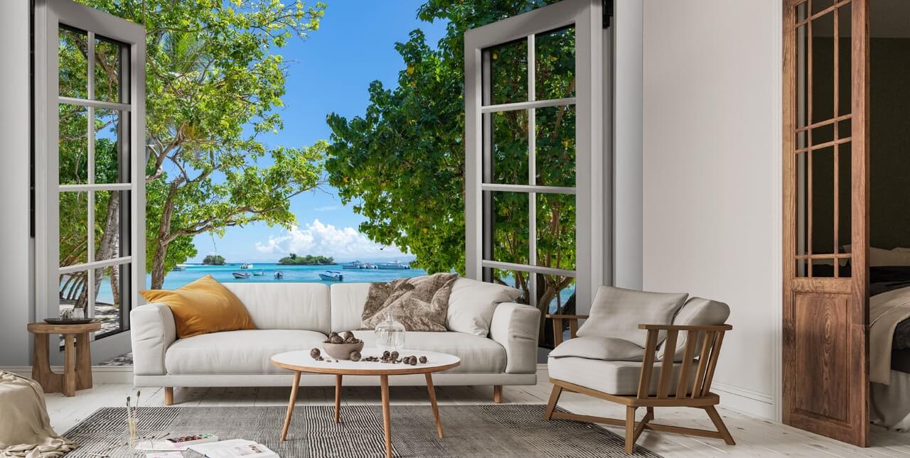 Paradise Bay View Wall Mural | Wallsauce US