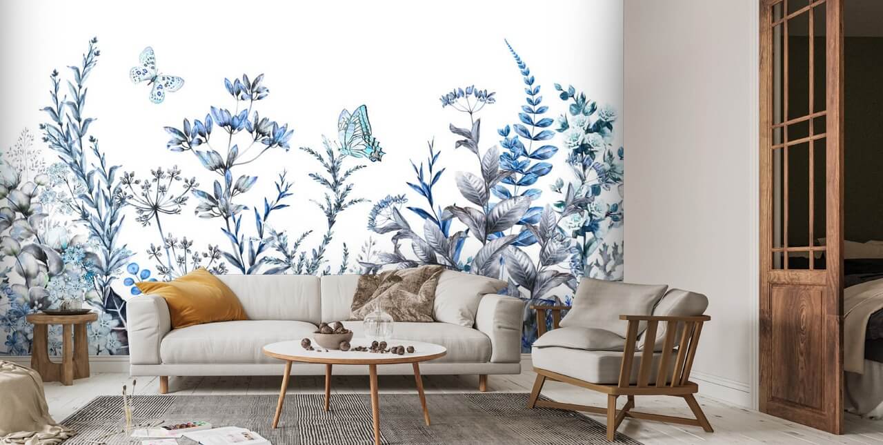 Blue Meadow Wallpaper | Wallsauce UK