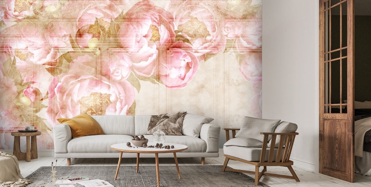 Rose Panels Wallpaper Mural | Wallsauce UK