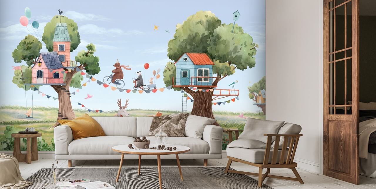 Treehouse Party Wallpaper | Wallsauce US