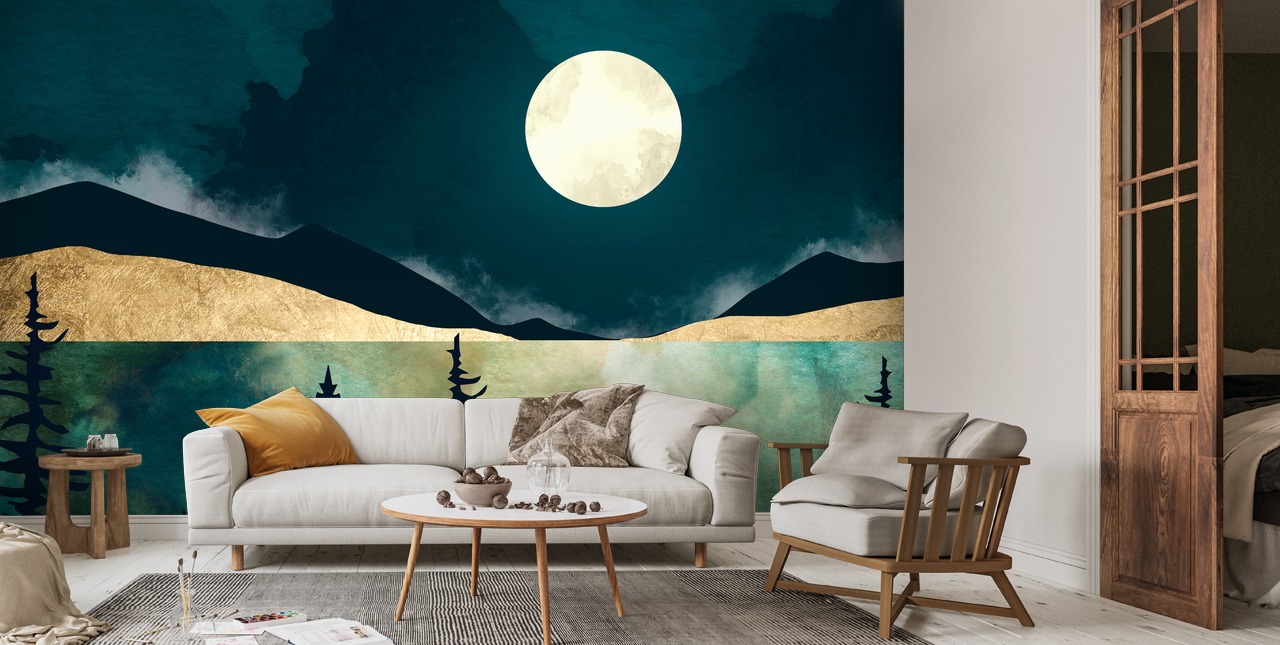 Forest Moon Wall Mural | Wallsauce US