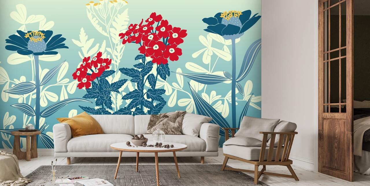 Blue Meadow Wallpaper | Wallsauce UK