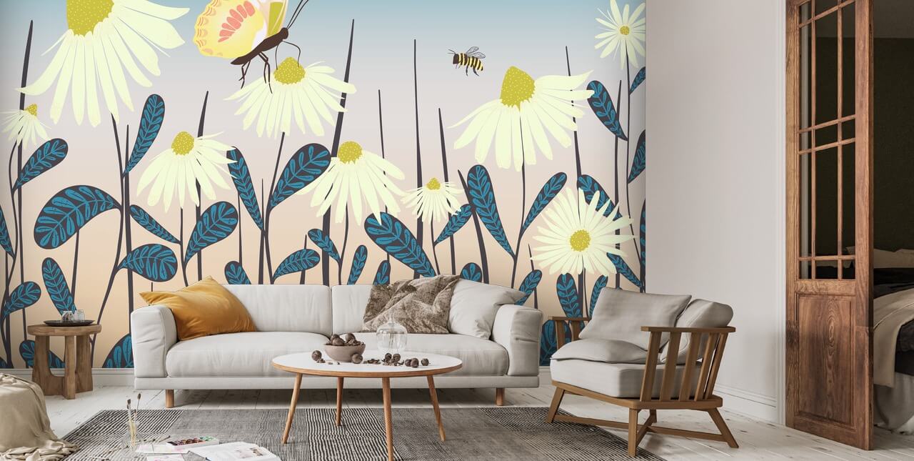 Daisy Meadow Wall Mural | Wallsauce AU