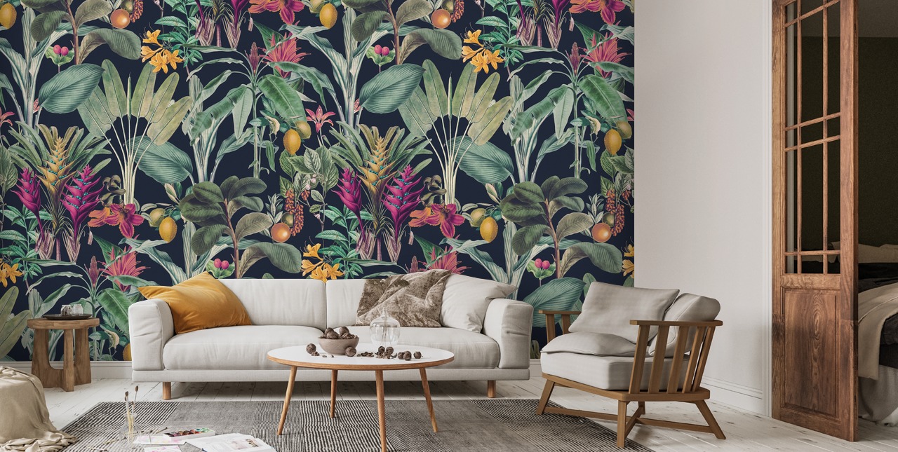 Flower Jungle 2 Wall Mural | Wallsauce UK