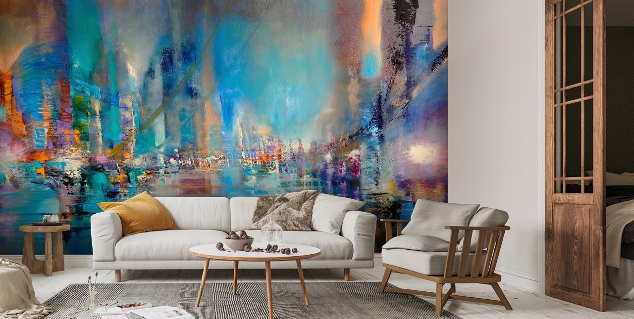 2147 Vibrant Life on the River Wall Mural | Wallsauce UK