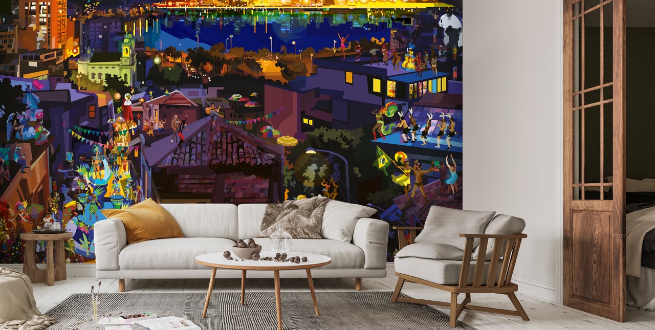 Rio's Carnival Wall Mural by Pierpaolo Rovero | Wallsauce UK