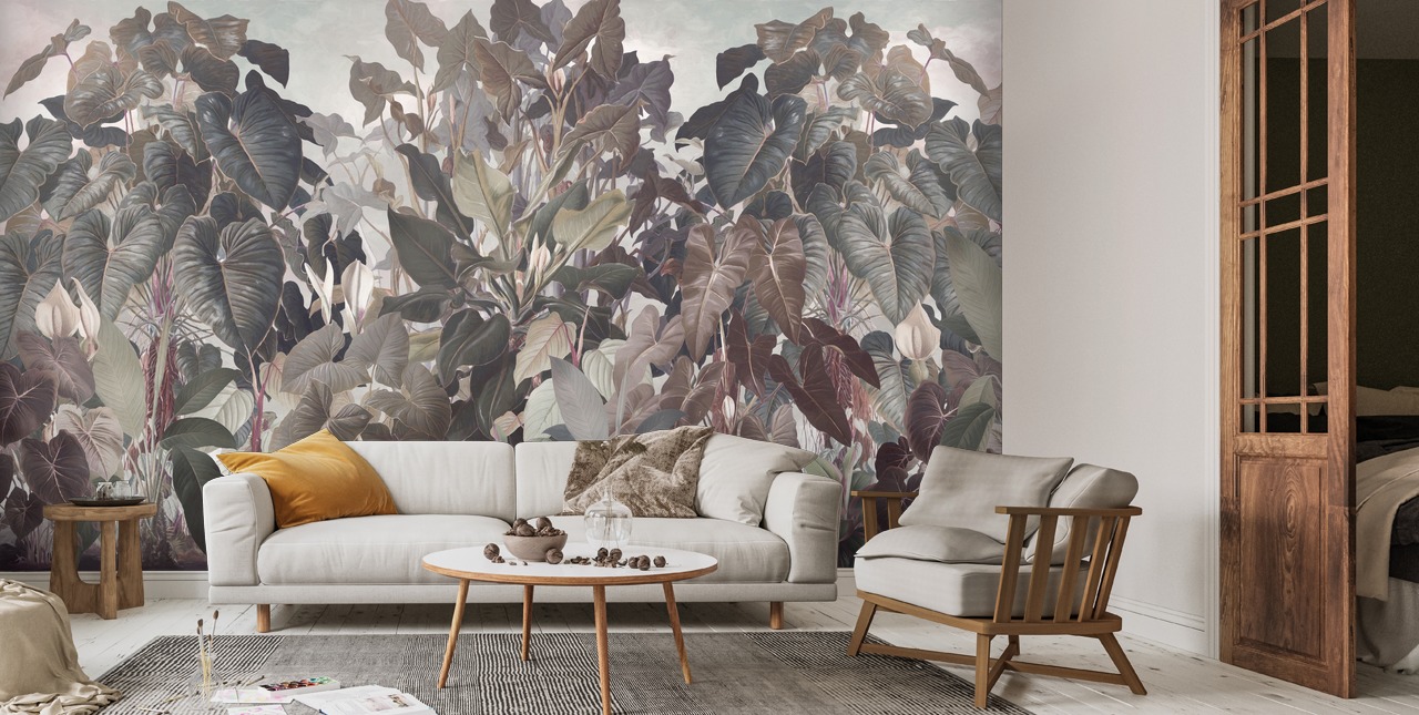 Purple Tropics Mural By Marina Stupakova | Wallsauce US
