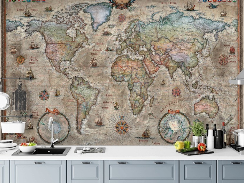 Vintage Map Wallpaper & Antique Map Wall Murals | Wallsauce US